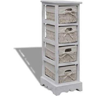vidaXL Korbregal Holz mit 4 Körben Weiß Vidaxl