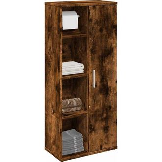 vidaXL Meuble de salle de bain avec porte-rouleau ch&ecirc;ne fum&eacute; - Vidaxl