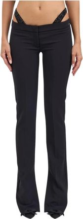 Elisabetta Franchi Femme, Pantalons, Noir, Taille: 38 FR Pantalon &Eacute;vas&eacute; &agrave; Ceinture Orn&eacute;e