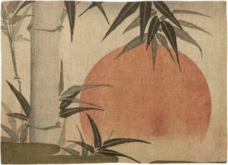 Fabulous Tischset aus Leinen - japanische Pr&auml;gung Bambus Sonnenaufgang traditionelle Malerei klassisch - gro&szlig;es Format 40 x 28,5 cm