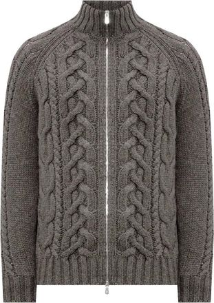 Brunello Cucinelli Cardigan en maille torsad&eacute;e - Homme - Pulls - Brun - Taille: L