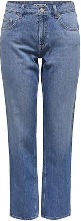 Only Jean Coupe Droite ONLLUMI Taille Moyenne Mom Fit Jeans Medium Blue Denim L 34 Medium Blue Denim L / L34