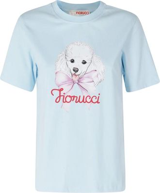Fiorucci Femme, Tops, Bleu, Taille: 36 FR Poodle Logo Regular T-Shirt