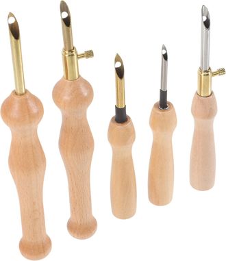 Aboofan 5 St&uuml;ck Teiliges Punch Needle mit Holzgriff Ergonomisch Leicht f&uuml;r Anf&auml;nger Geeignet Glatte Oberfl&auml;che f&uuml;r Bequemes Sticken und Filzen DIY Handarbeits
