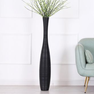 Leewadee Gro&szlig;e Bodenvase F&uuml;r Pampasgras Und Blumen, 105 cm hoch, Schwarz, Resin