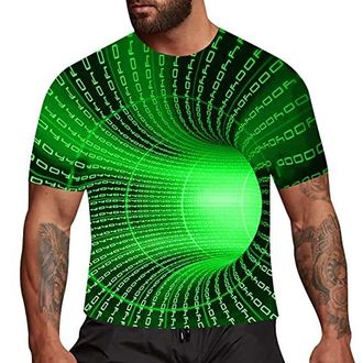 Generic T-shirt de sport à manches courtes pour homme, motif géométrique 3D, illusions doptique, vortex imprimé, décontracté, col rond, course à pied, gym, Ve