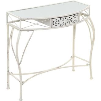 vidaXL Beistelltisch Franz&ouml;sischer Stil Metall 82x39x76 cm Wei&szlig; - Vidaxl