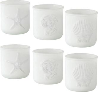 Boltze 6tlg. Windlicht White Ocean weiß Seestern Muschel Maritime Deko (2X 3 Motive)