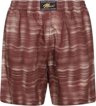 Marni Homme, Shorts, Brun, Taille: M Wavy Stripe Shorts