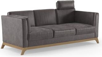 Cavadore Cavadore 3er-Sofa Vida / 3-Sitzer Couch im trendigen Design mit massivem Holzrahmen in Buche, Kopfstütze mit Kuschelkissen / 213 x 84 x 93 / Mikrofase