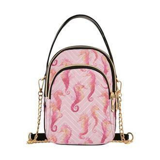 Mnsruu Petit sac &agrave; bandouli&egrave;re amusant en cuir pour femme Motif hippocampe