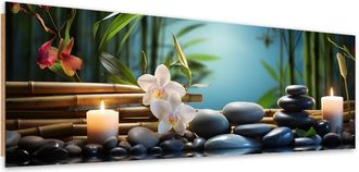 Feeby Wandbild Zen Spa Orchidee 120x40 cm 1 tlg Schlafzimmer Modern Deco Panel MDF Kunstdruck Wand Bild Wanddeko Design Wohnzimmer B&uuml;ro Flur Hotel Spa Wasse