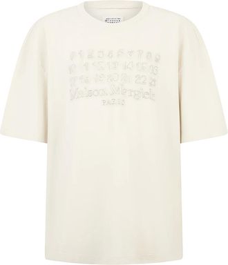 Maison Margiela Homme, Tops, Beige, Taille: L T-shirt en coton &agrave; manches courtes
