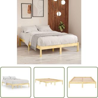 Les Tendances Les Tendances - The Living Store Cadre de lit sans matelas bois massif 140x200 cm - Cadre De Lit - Lit Double - Bois Massif - Lit Design - Literie