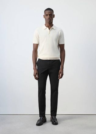 Mango Pantalon Barna slim-fit en serg&eacute; noir - Homme - 38 - MANGO MAN