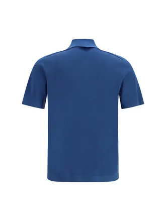 Burberry Mens Knit Polo Officers Blue Fleece Wool Ovis Aries Shirts T-shirts And Polos