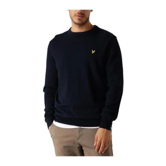 Lyle & Scott Homme, Pulls, Bleu, Taille: L Pull Ras du Cou en Coton Mérinos
