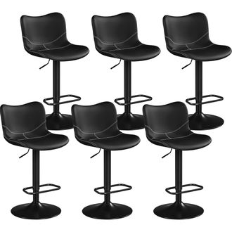Yaheetech Barhocker 6er Set h&ouml;henverstellbare Barst&uuml;hle mit R&uuml;ckenlehne und Fu&szlig;st&uuml;tze 360&deg; Drehstuhl aus Kunstleder Metall K&uuml;chenst&uuml;hle f&uuml;r Salon/Bar/K&uuml;che/Essz