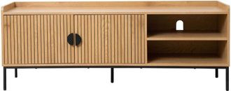 Oviala Meuble TV en acier et MDF décor mélaminé 150 cm beige