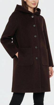 Gerard Darel Manteau droit &agrave; capuche en laine et angora - LANELLE - Cinnamon