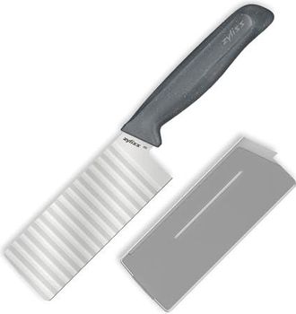 Zyliss Wellenschneider, 12 cm Messer aus Edelstahl f&uuml;r Gem&uuml;se, Kartoffeln & Obst, Mit Nachhaltigem, Rutschfestem Griff aus Weizenstroh, Schutzh&uuml;lle f&uuml;r mehr 