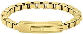 BOSS Jewelry Bracelet en Chaîne pour Homme Collection ORLADO en Or Jaune avec une Plaque Gravée - 1580357M