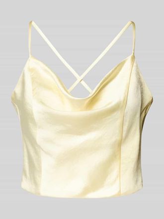 Jake*s Crop Top mit Wasserfallausschnitt und Schn&uuml;rung