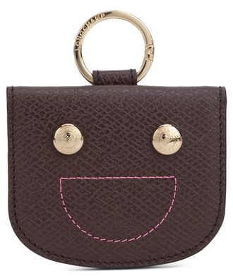 Longchamp Womens Card Holder With Ring Mocha Leather Cowhide Wallets & Purses