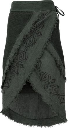 Guru Shop Goa Wickelrock, Tribal Lagenlook Rock, Boho Rock - Gr&uuml;n, Damen, Baumwolle