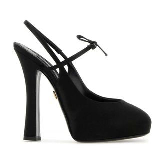 Dolce & Gabbana Schwarze Satin-Pumps mit hohem Absatz - - Shoes - Damen - Schwarzk - 39 1/2 EU