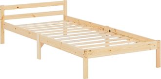 Homestyle4u Holzbett 90x200 mit Lattenrost Massiv Kiefer Bett Holz Natur Bettgestell Einzelbett G&auml;stebett Massivholzbett Schlafzimmer | Artikel 888