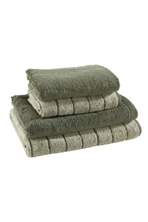 Caw&Ouml; Frottierset, Gr&uuml;n, Textil, 4-teilig, Streifen, Oeko-Tex Standard 100, hochwertige Qualit&auml;t, angenehm weich, strapazierf&auml;hig, Aufh&auml;ngeschlaufe, saugf&auml;h