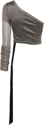 Rick Owens One-Shoulder Cropped Shirt - Gray