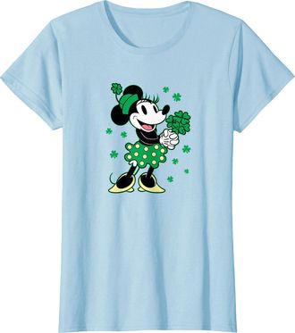 Disney Minnie Mouse Shamrock Bouquet St Patricks Day Retro T-Shirt