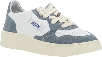 Autry Womens Blue Low Top Sneakers With Logo Detail Cow Leather Trainers