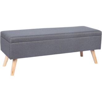 Relaxdays Banc Relaxdays en lin, rangement, H x L x P : 40 x 110 x 40 cm, pieds en bois, banc coffre rembourr&eacute; pour chambre, gris