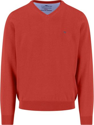 Fynch-Hatton Feinstrickpullover aus Baumwolle mit V-Ausschnitt Spicy red / 3XL