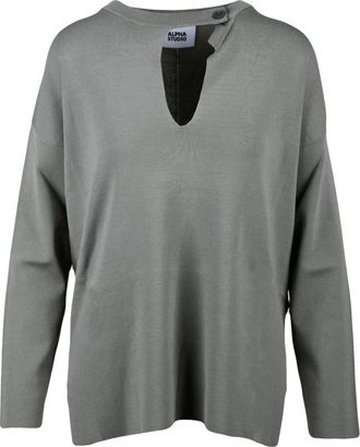 Alpha Studio Femme, Pulls, Vert, Taille: 42 FR Maglia Asimmetrica