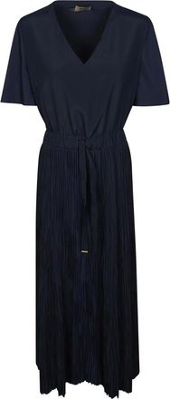 Herno Femme, Robes, Bleu, Taille: 42 FR Pleated V-neck Dress