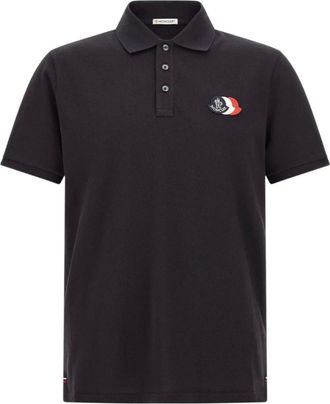 Moncler Polo en coton piqu&eacute; - Homme - Tops - Bleu - Taille: 2XL