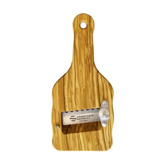 Sanelli Ambrogio 1741.000 Affettatartufi Feinhobel Olivenholz mit Wellenschliff, Holz, Braun, 23.0 x 9.0 x 2.5 cm