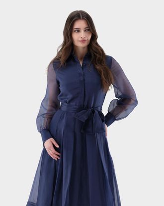 van Laack Midi-Hemdblusenkleid doppellagig mit Seide