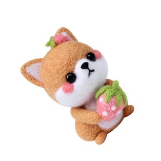 TOPBATHY Nadelfilz Set f&uuml;r Anf&auml;nger mit bunten Wollfilzmaterialien DIY sitzender Shiba Inu Pl&uuml;schfigur kinderfreundliches Handwerksset Geschenk f&uuml;r M&auml;dchen und