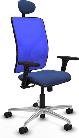 Piqueras y Crespo B&uuml;rostuhl mit 3D-Armlehnen und festem Kopfteil, ausgestattet mit 3 Positionen und Schneideschaum, mit Rollen von 65 mm, Nylon, Blau/Marineblau