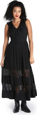 Hell Bunny Maxikleid Mortem Sommerkleid Retro Vintage R&uuml;schen Spitze