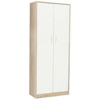 IDMarket Armoire de bureau 190 cm multifonction MARIA bois et blanc 2 portes 4 étagères