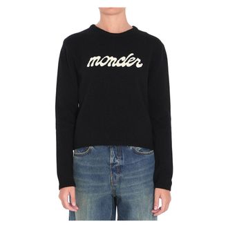 Moncler Bestickter Logo Pullover aus Wolle & Kaschmir - - Knitwear - Damen - Schwarzk - L