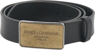 Dolce & Gabbana Homme, Accessoires, Noir, Taille: 95 CM Ceinture en cuir &agrave; boucle plaque