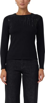 s.Oliver Feinstrick-Pullover im Slim Fit mit Schmucksteinen