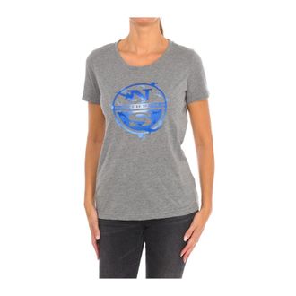 North Sails Femme, Tops, Gris, Taille: 38 FR T-shirt à Manches Courtes avec Col Côtelé